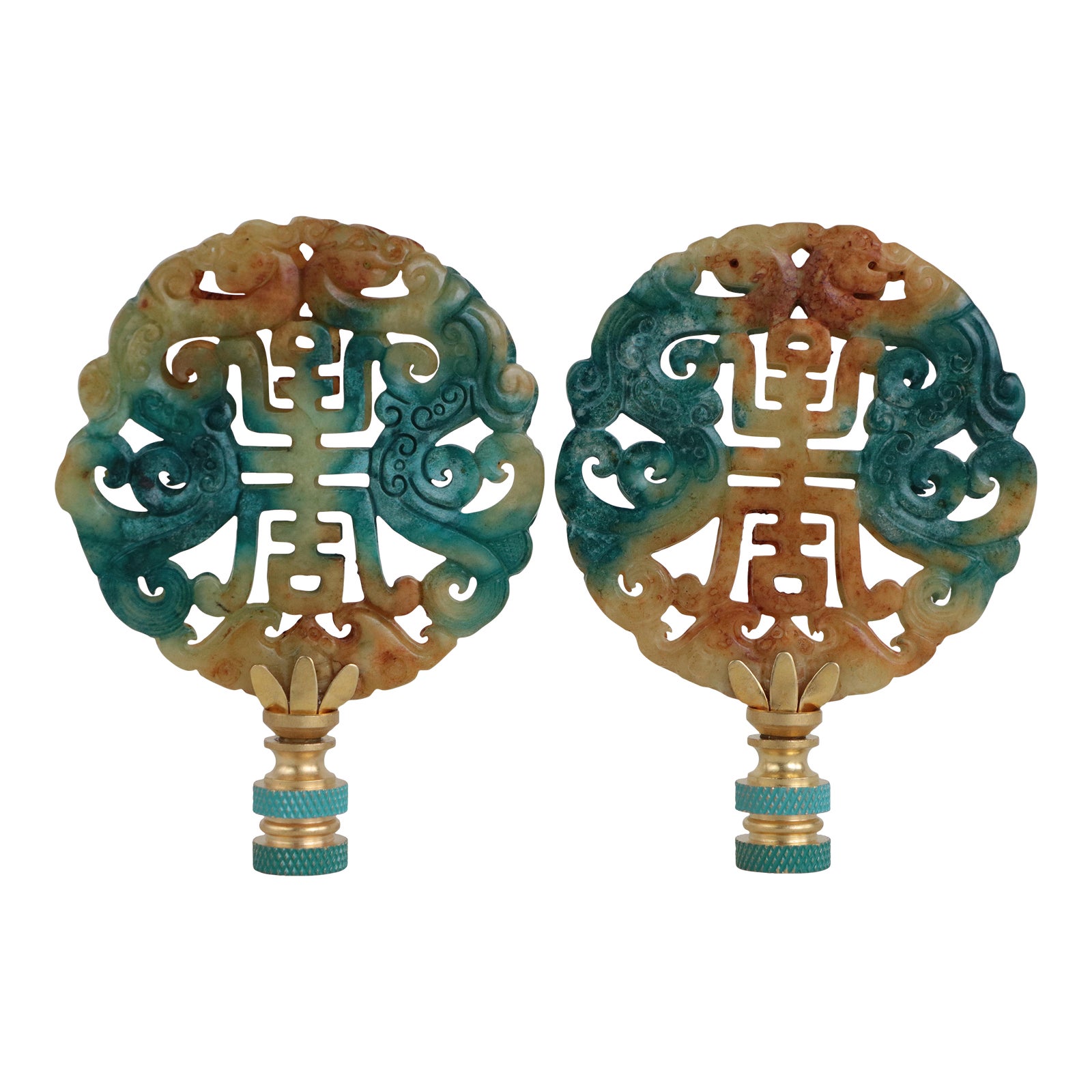 Chinese Longevity Symbol Lamp Finials - a Pair | Chairish