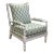 White Bobbin Chair With Green & White Kravet Upholstery | Chairish
