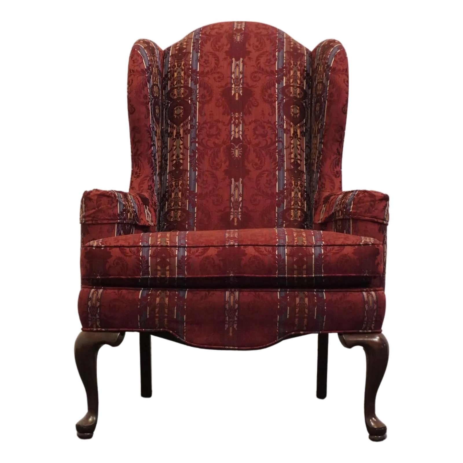 Ethan Allen Red Upholstered Traditional Sussex Wingback Accent Arm ...