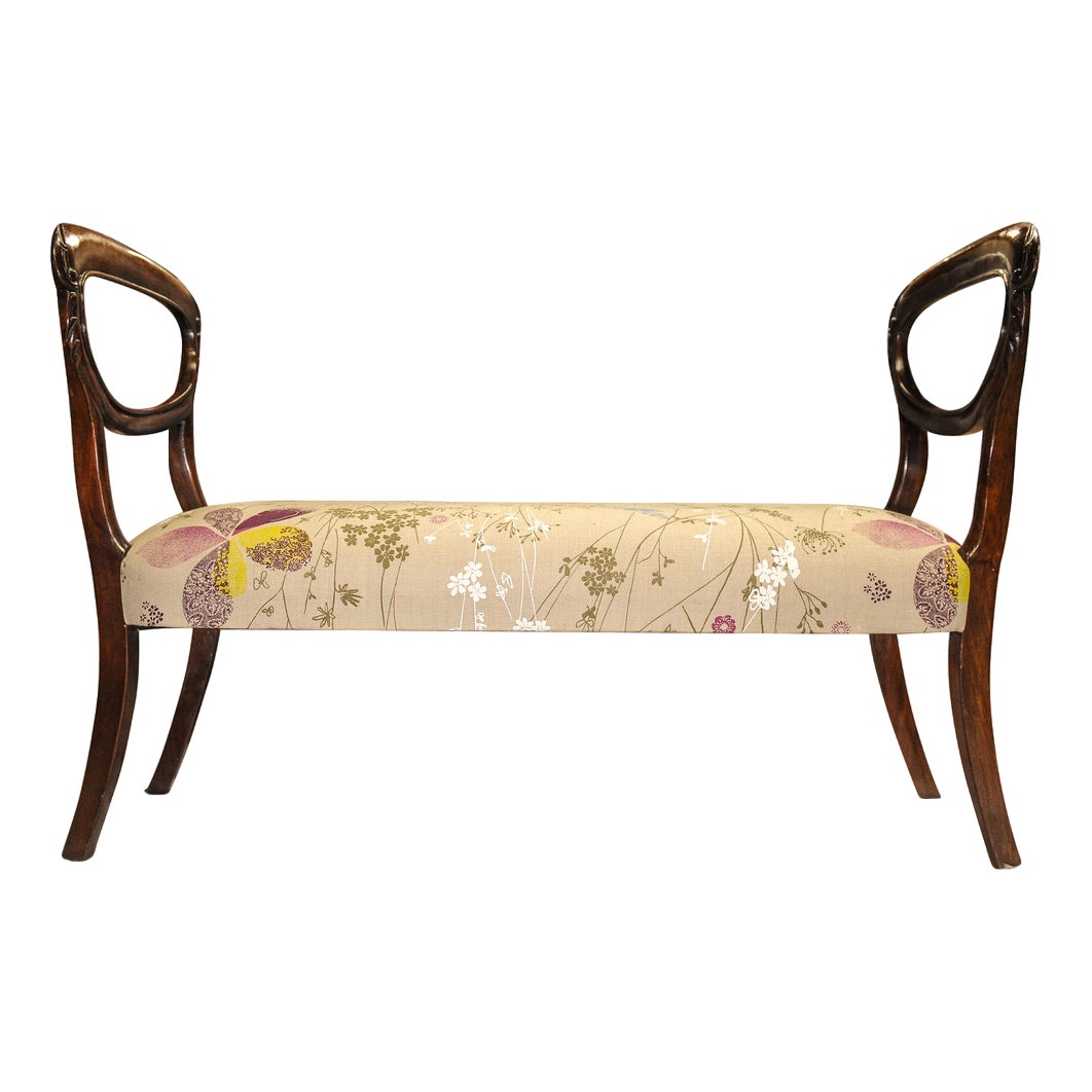 Victorian Mahogany Balloon Back Window Seat with Floral Upholstery ...