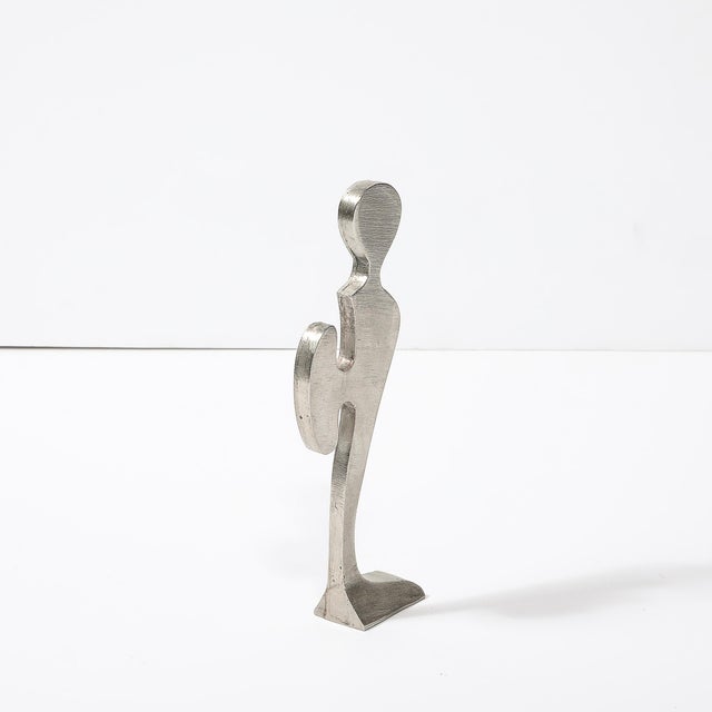 Modernist Abstract Figural Sculpture in Brushed Pewter Manner of Willi ...