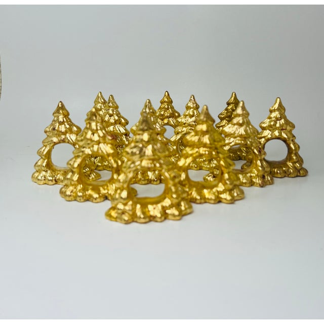 Vintage Hand Gilded Distressed Gold Leaf Ceramic Christmas Tree Napkin ...