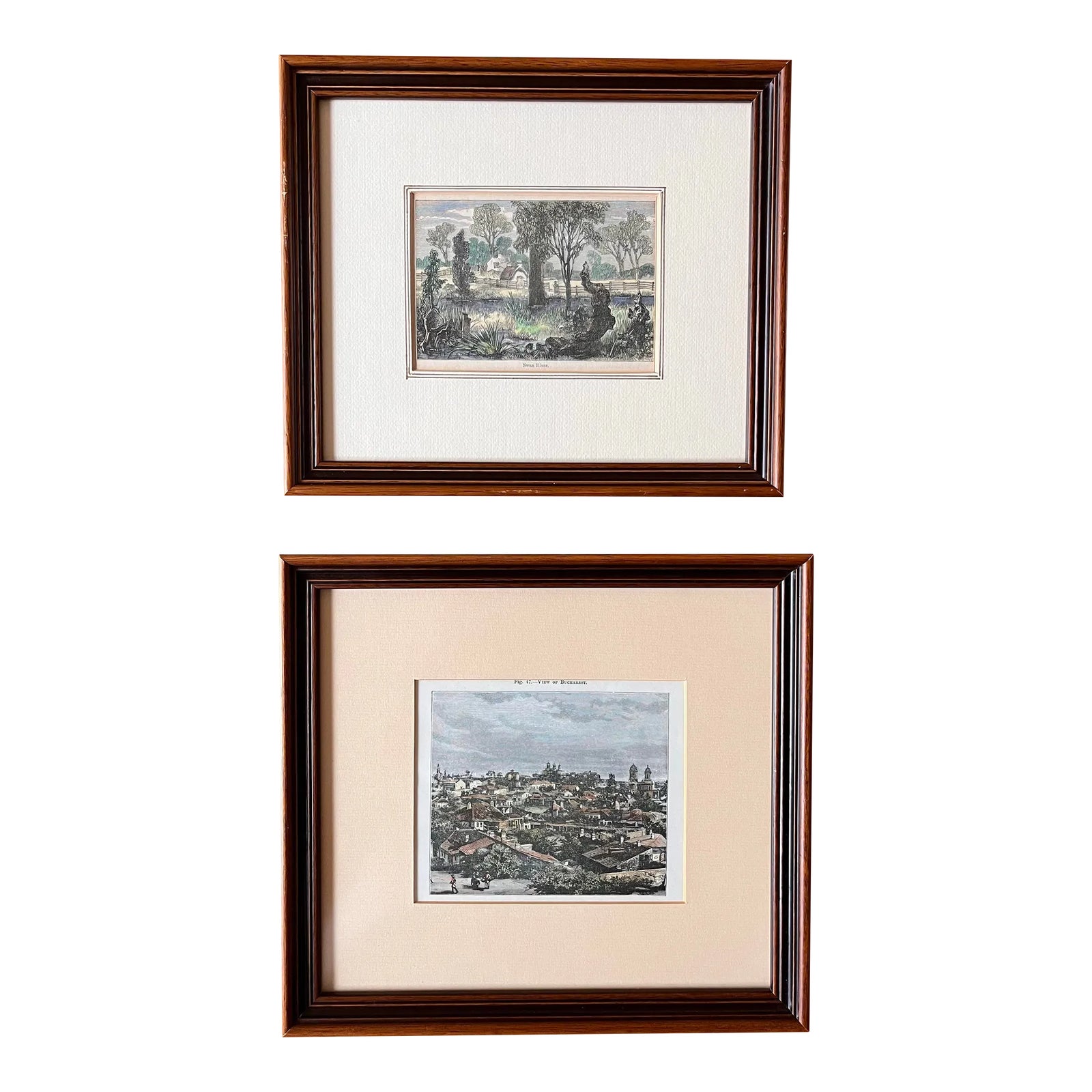 Set of 2 Antique 18th Century Framed Hand Colored Engravings | Chairish