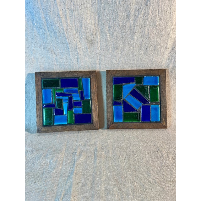Mid-Century Modern Abstract Mosaic Trivets- a Pair | Chairish