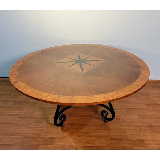 Vintage Baker Furniture Co. Round Dining Room Table on Four Leg Wrought ...