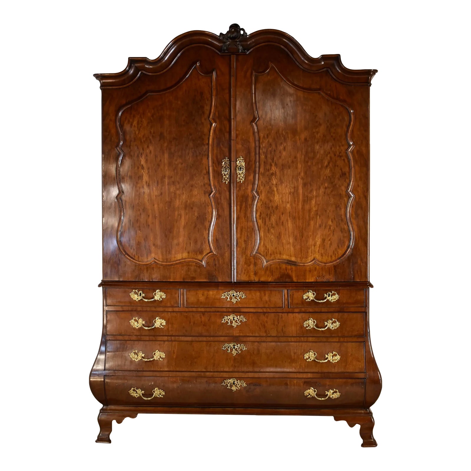 18th Century Dutch Plum Pudding Linen Press | Chairish
