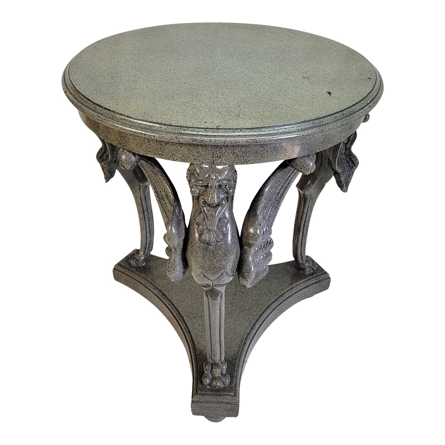 Vintage 1970s Regency Oak Gargoyle Center Table Lacquer Painted | Chairish