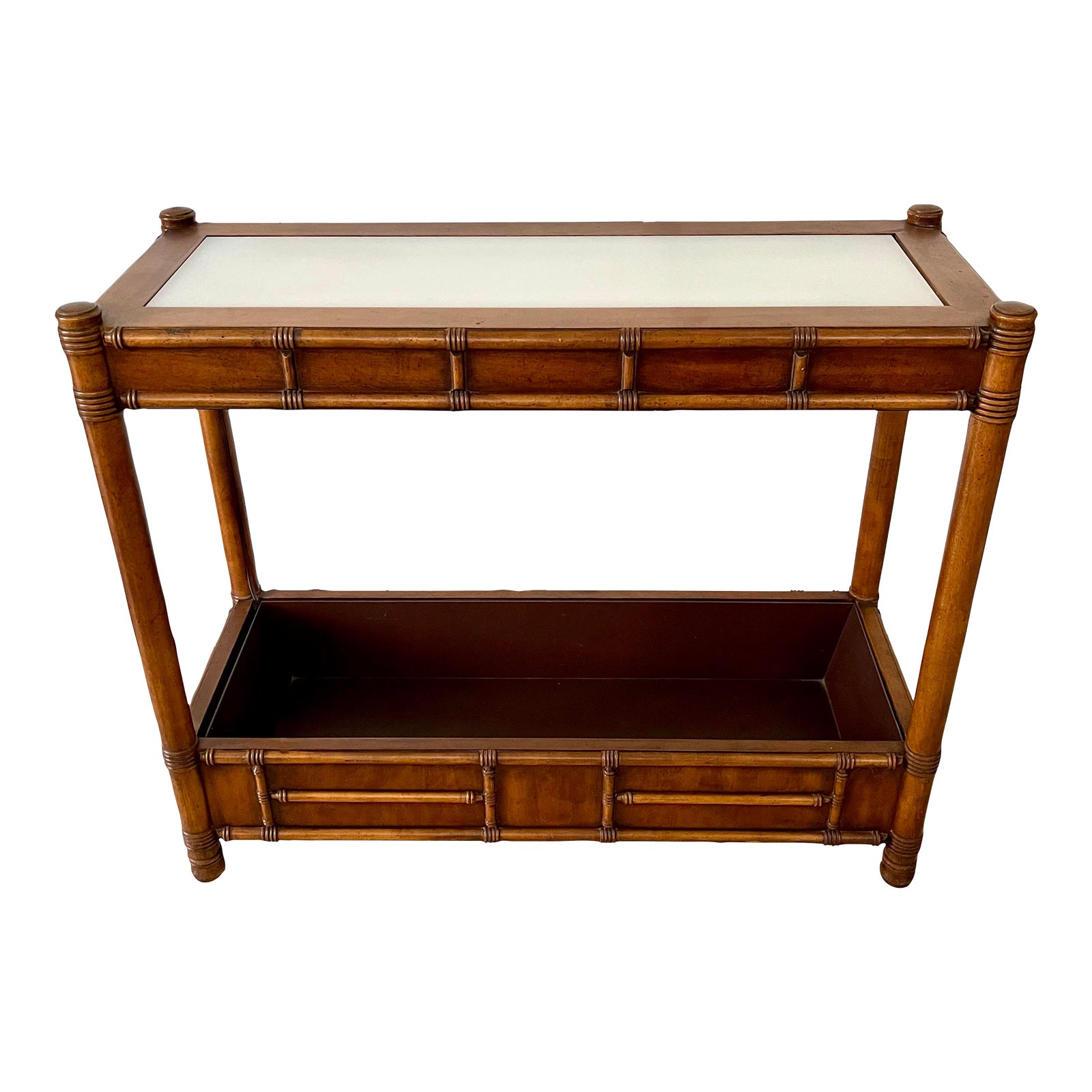 1970s Drexel Heritage Faux Bamboo Lighted Console Table Sofa Table With ...