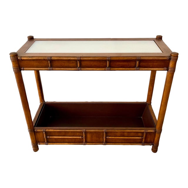 1970s Drexel Heritage Faux Bamboo Lighted Console Table Sofa Table With ...