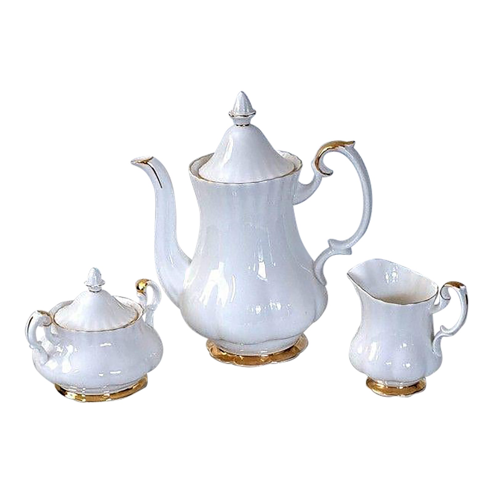 Vintage Royal Albert Val d'Or Bone China Tea Set Teapot Sugar/ Creamer ...