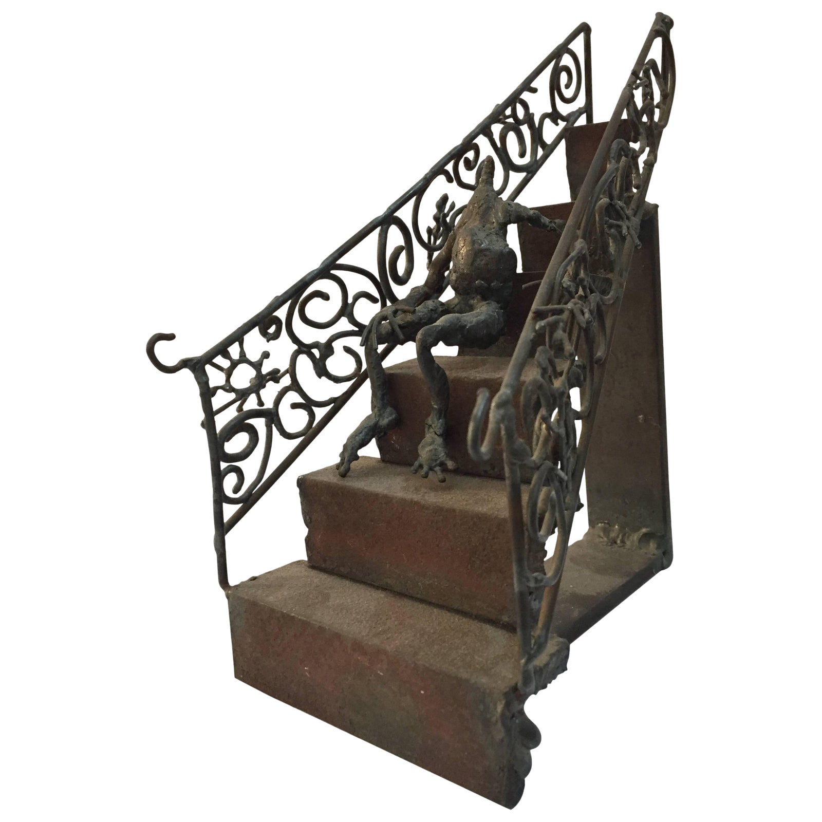 Macabre Surreal Brutalist Steel Step Sculpture | Chairish