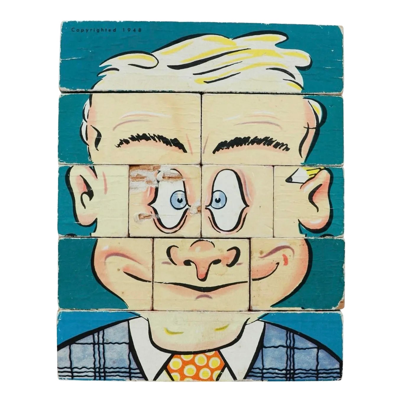 1948 Gaston Co. Wooden ‘Changeable Charlie’ Block Puzzle | Chairish
