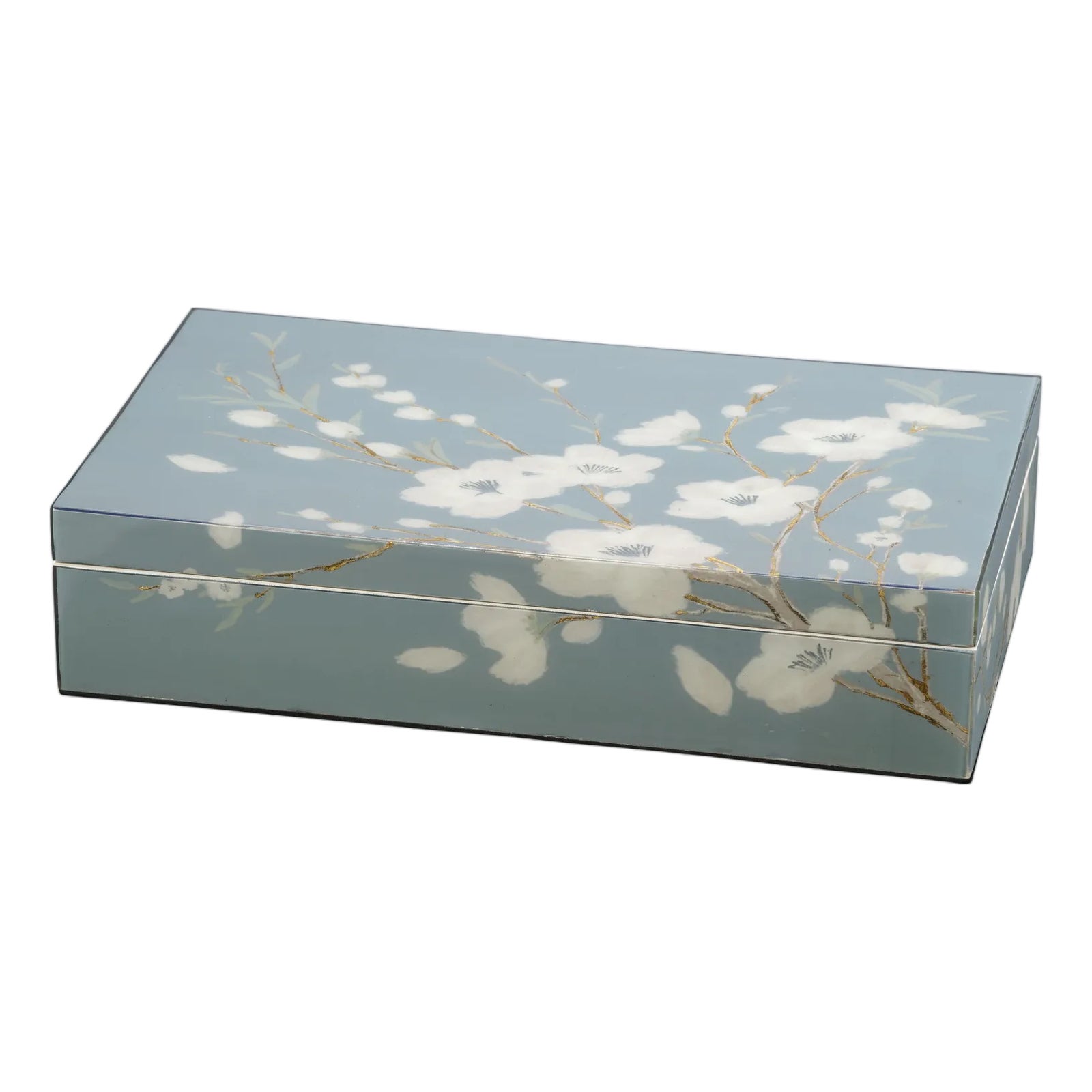 Jamie Young Bouquet Laquered Box, Blue | Chairish