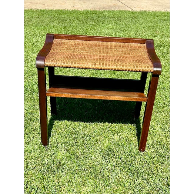 1960s Woven/Texturized Top End Table With Slanted Shelf for Storage of ...