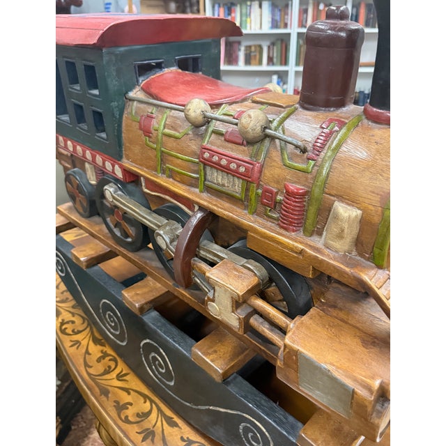 20th Century Hand-Carved Hardwood Train Engine Style Rocking Horse ...