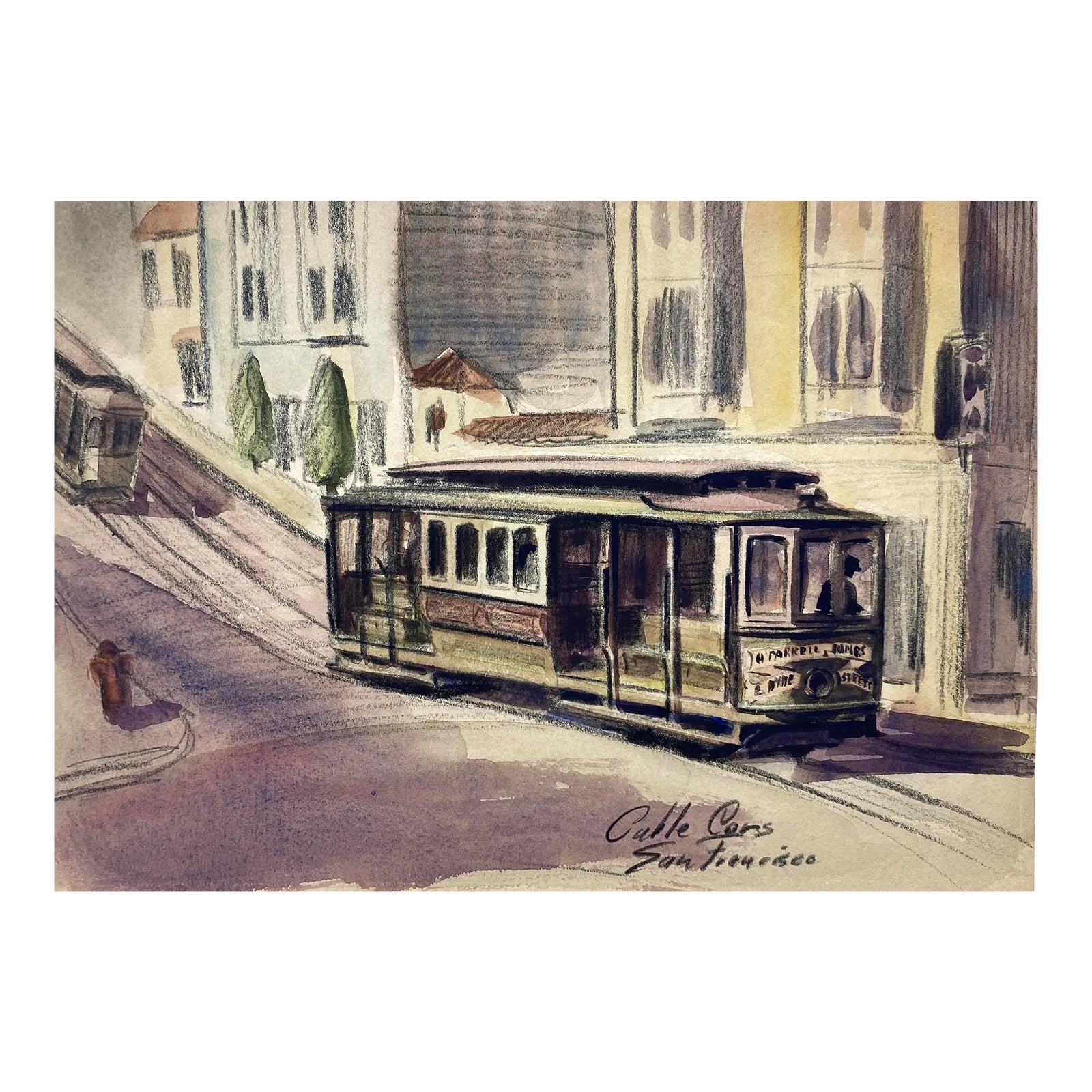1940s San Francisco Cable Car Painting | Chairish