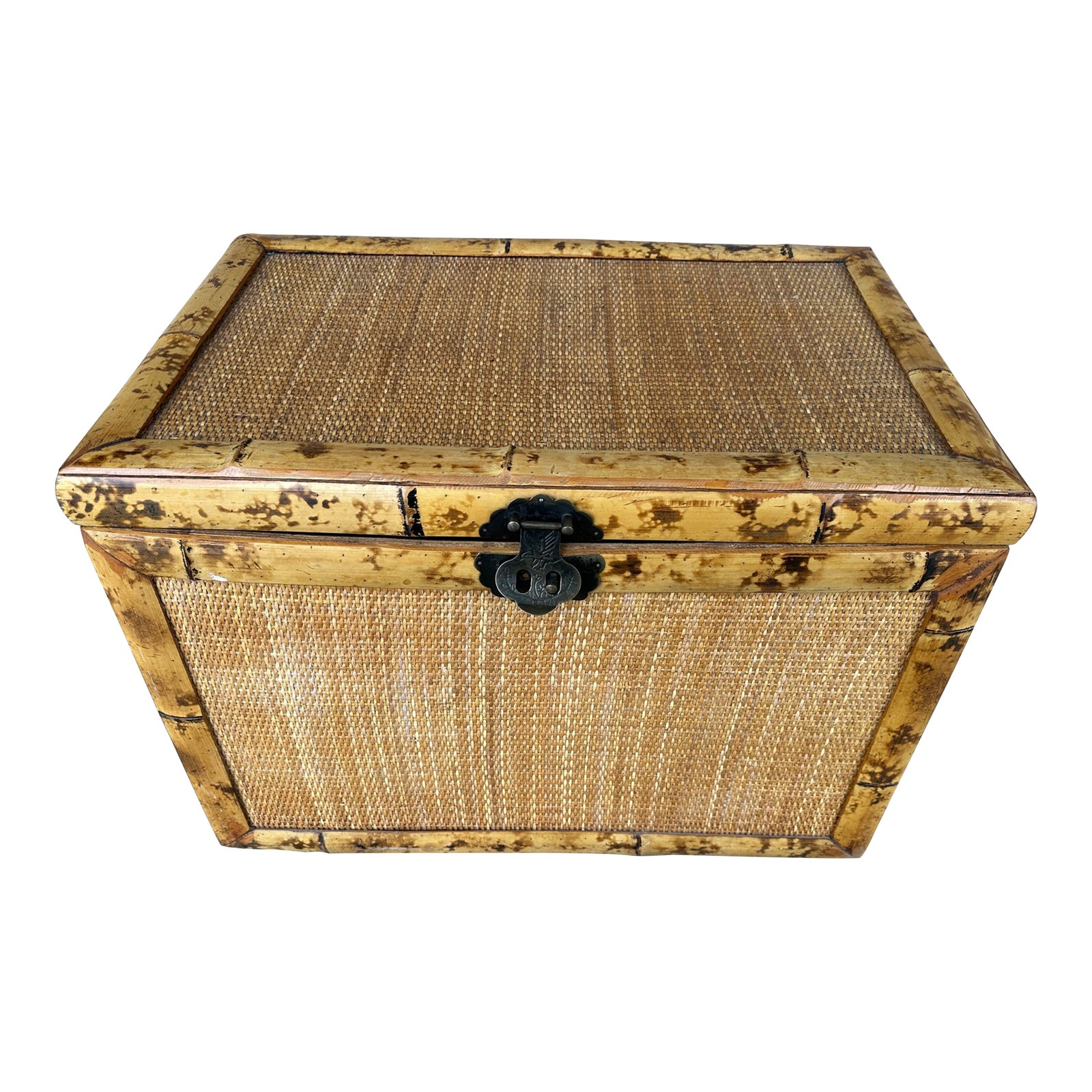 Vintage Tortoise Bamboo/Rattan Trunk | Chairish