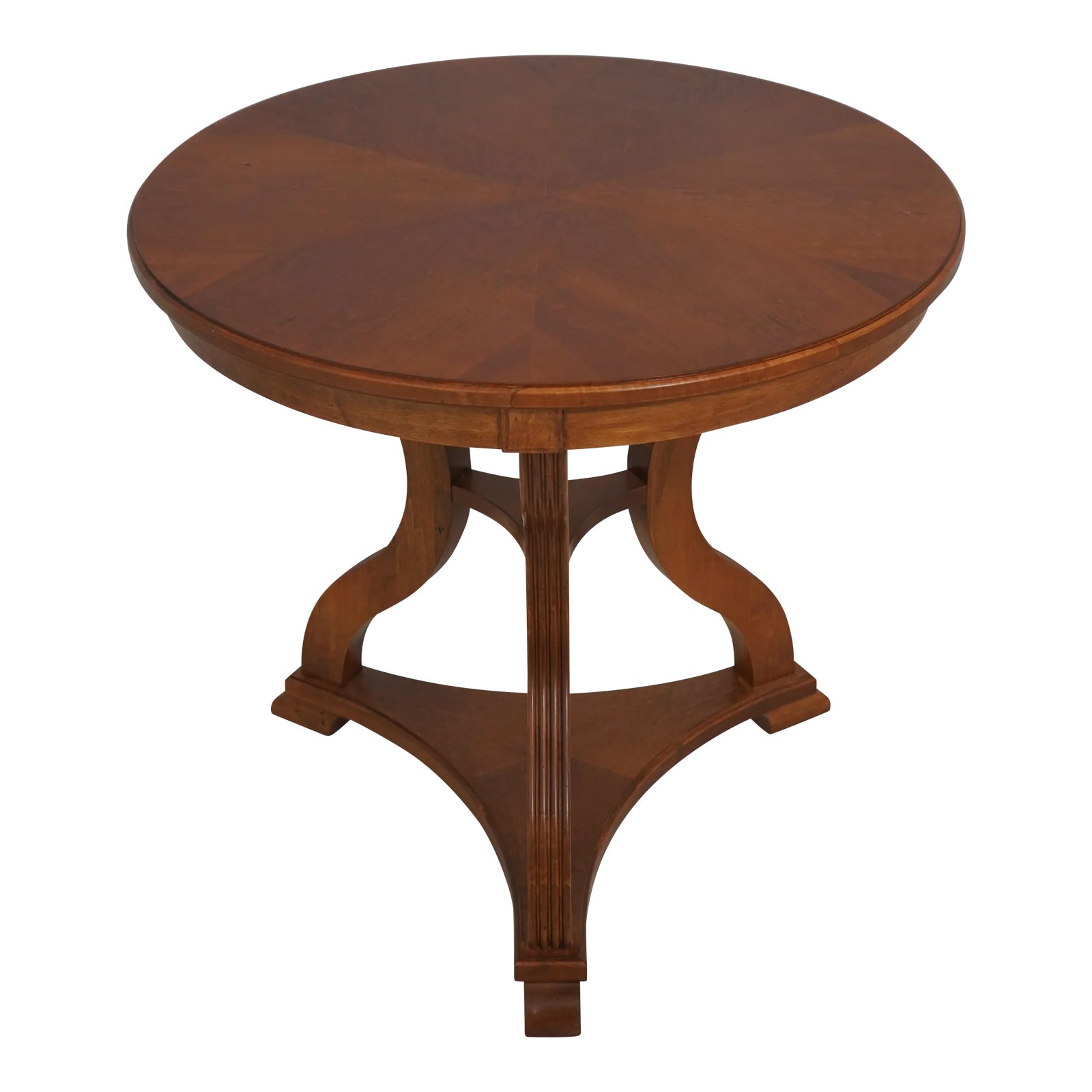 Ethan Allen Round Legacy Collection Cherry Lamp Table | Chairish