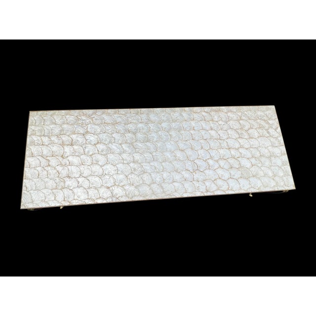 Mid 20th Century Vintage Capiz Shell and Brass Coffee Table Cabriole ...