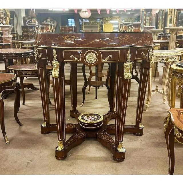 French Rococo Style Copper Center Table With Gold Details | Chairish