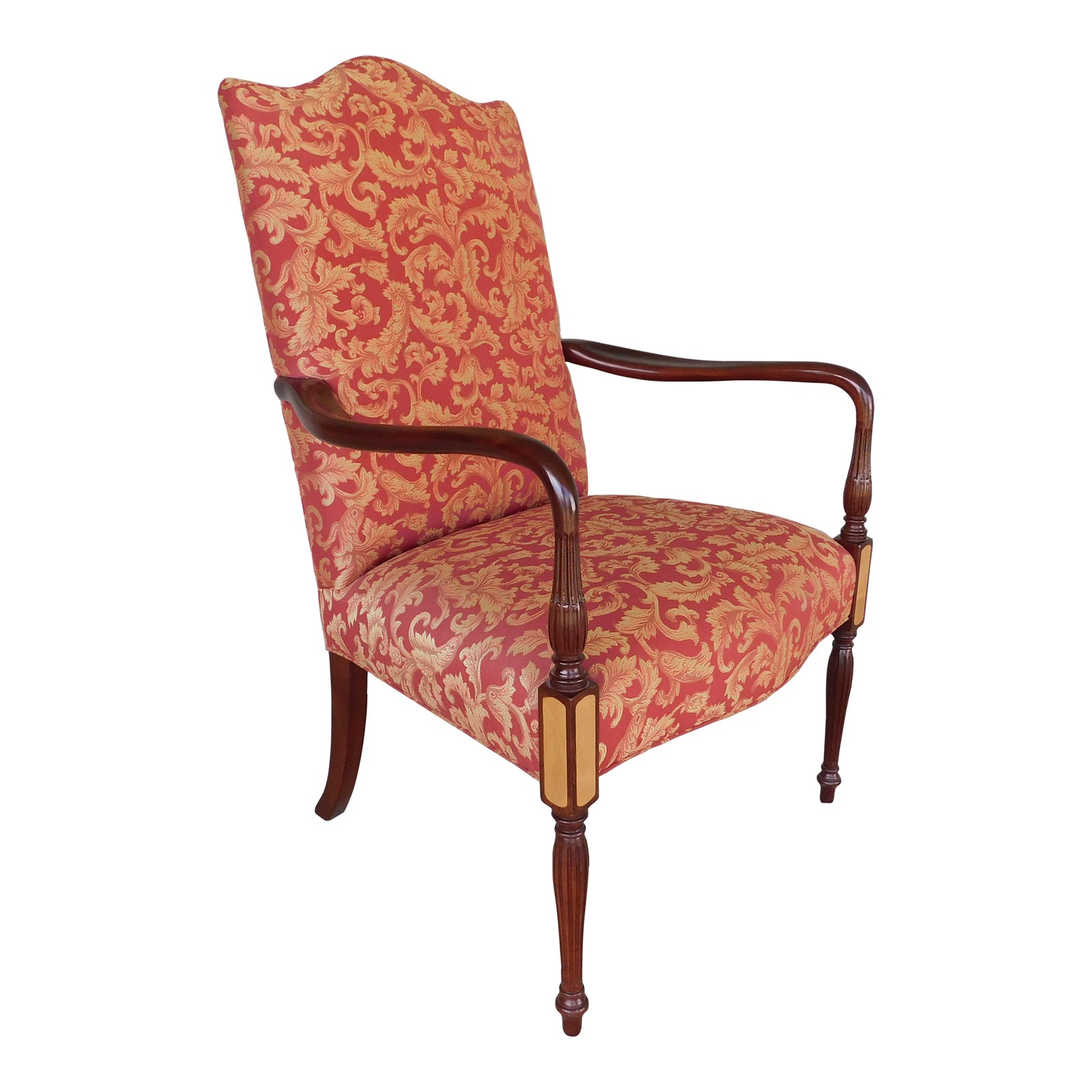 Hancock & Moore Federal Style Inlaid Lolling Chair | Chairish
