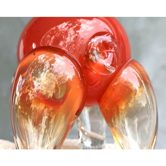 Italian Murano Style Amber Red Glass Bear Sculpture, 1950s | Chairish