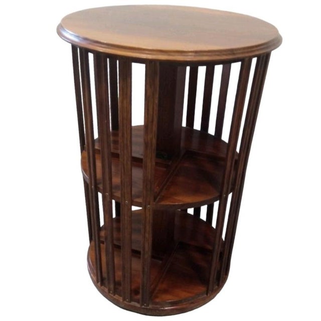 Vintage Round Revolving Side Table | Chairish