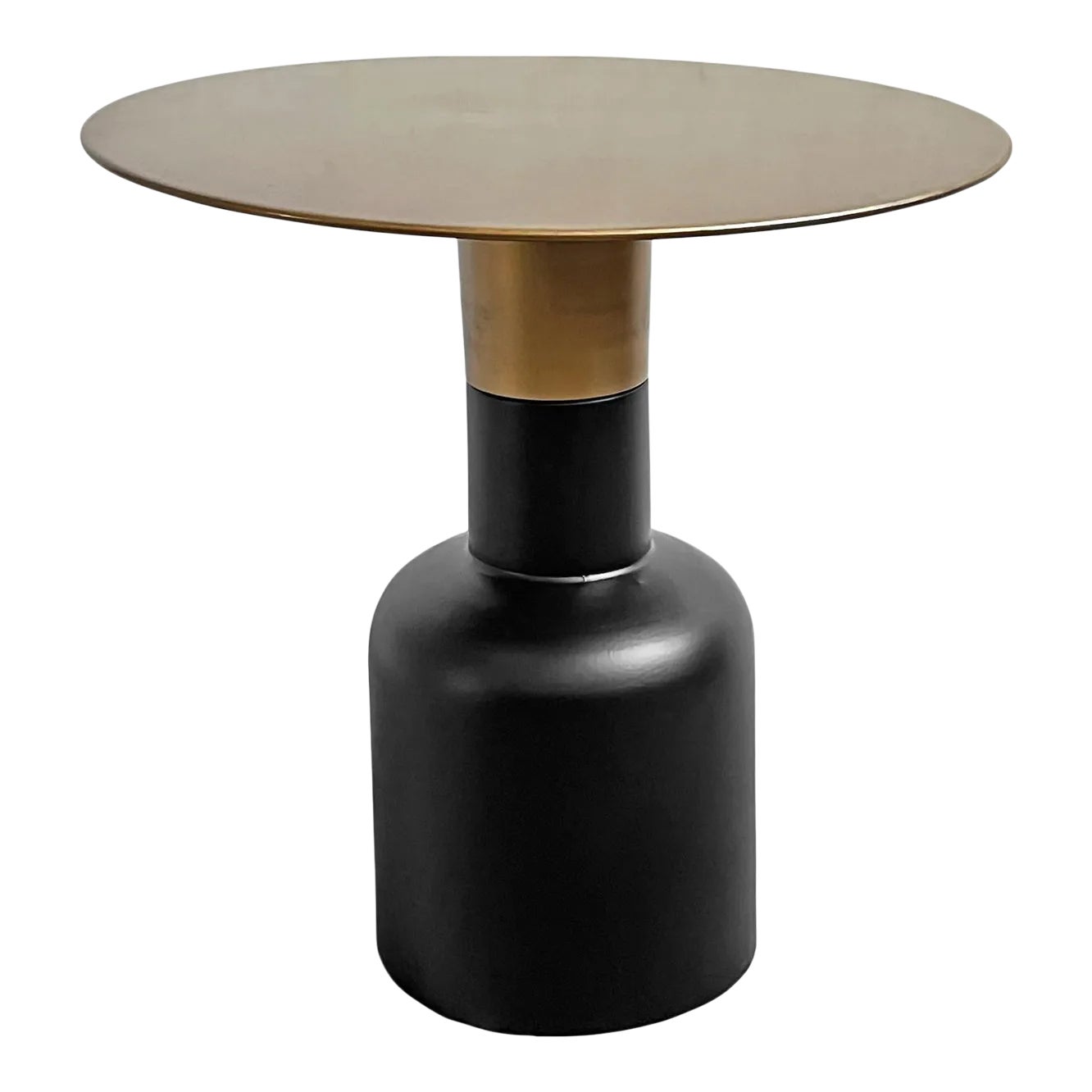 Black Matte & Brass Side Table | Chairish