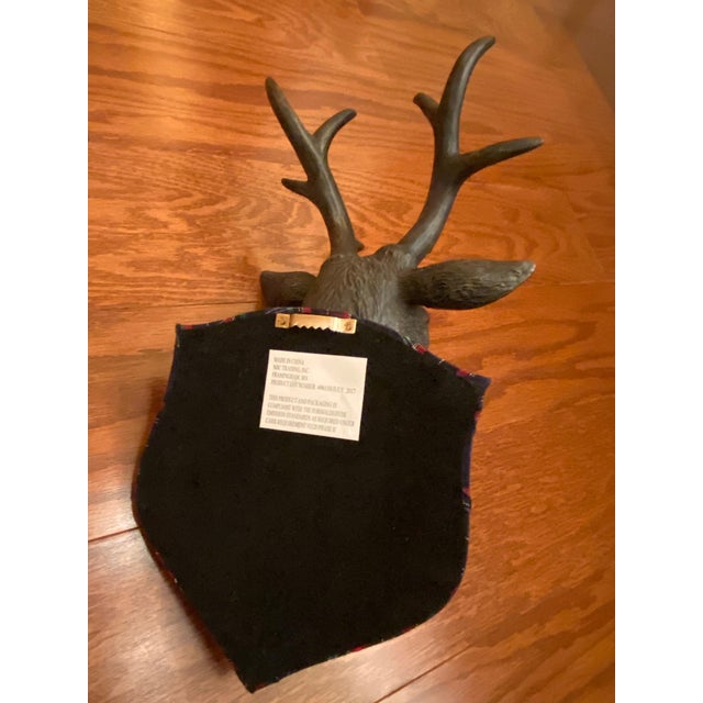 Contemporary Deer Buck Head 8 Point Antlers Wall Plaque on Plaid Fabric ...