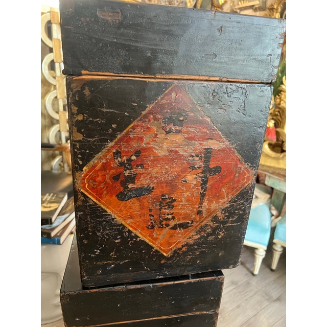 Antique 3 Chinese Boxes in Lacquered Wood With Design | Chairish