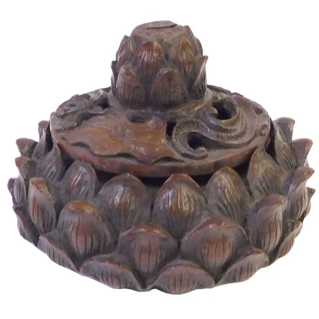 Chinese Bamboo Lotus Petal Box | Chairish