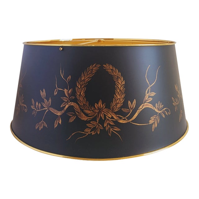 Tole & Brass Empire Style Hand Painted Painted Lamp Shade | Chairish