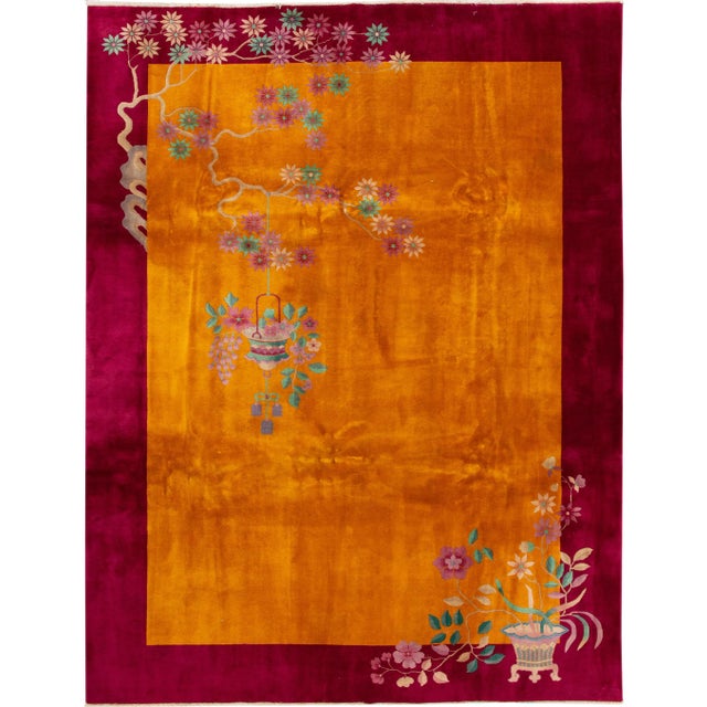 Antique Godenrod Art Deco Chinese Wool Rug 8 Ft 8 in X 11 Ft 5 In ...