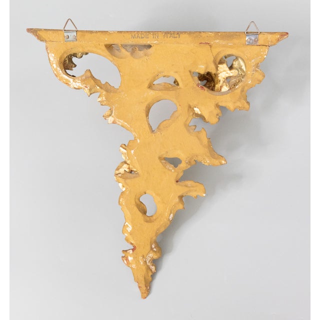 Vintage Italian Rococo Carved Giltwood Wall Bracket Shelf | Chairish