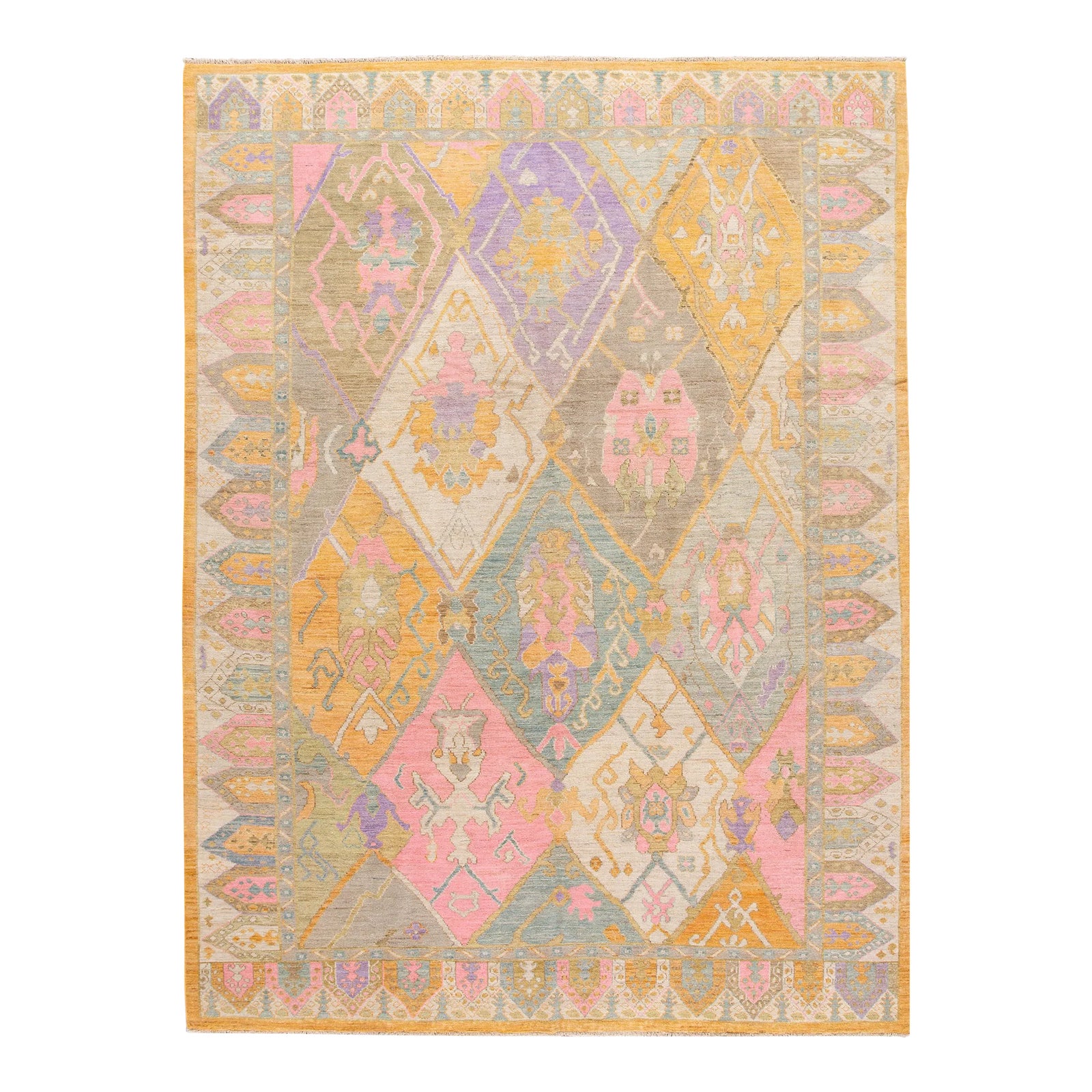 Multicolor Modern Sultanabad Wool Rug Handmade With Geometric Pattern ...