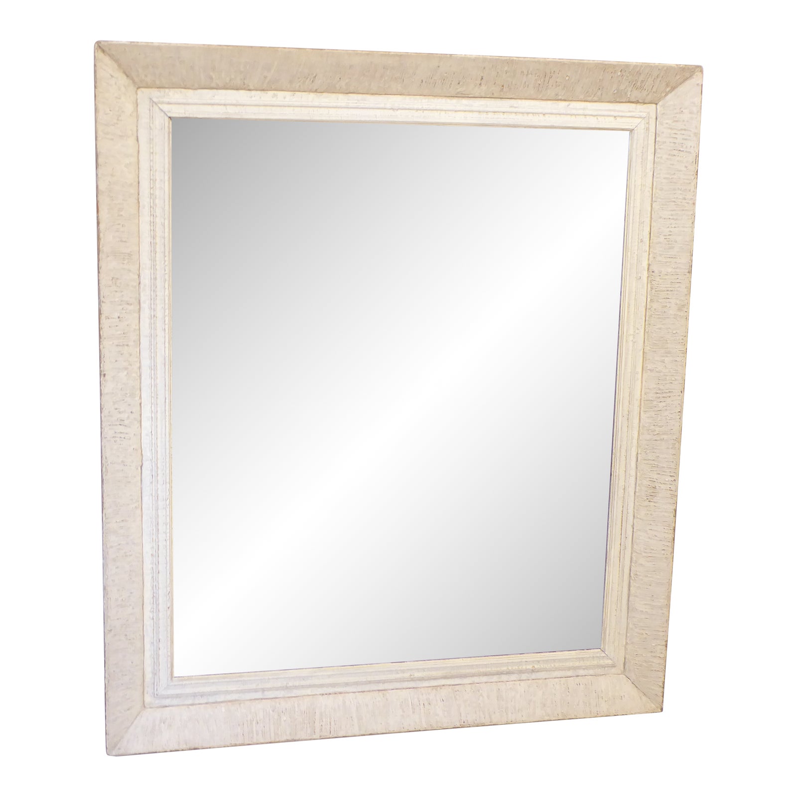 Vintage Large Modern Whitewashed Mirror | Chairish
