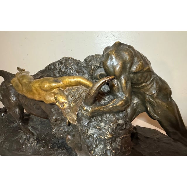 Huge Antique R Aurili Italian Hercules Bull Lady Bronze Patinated ...