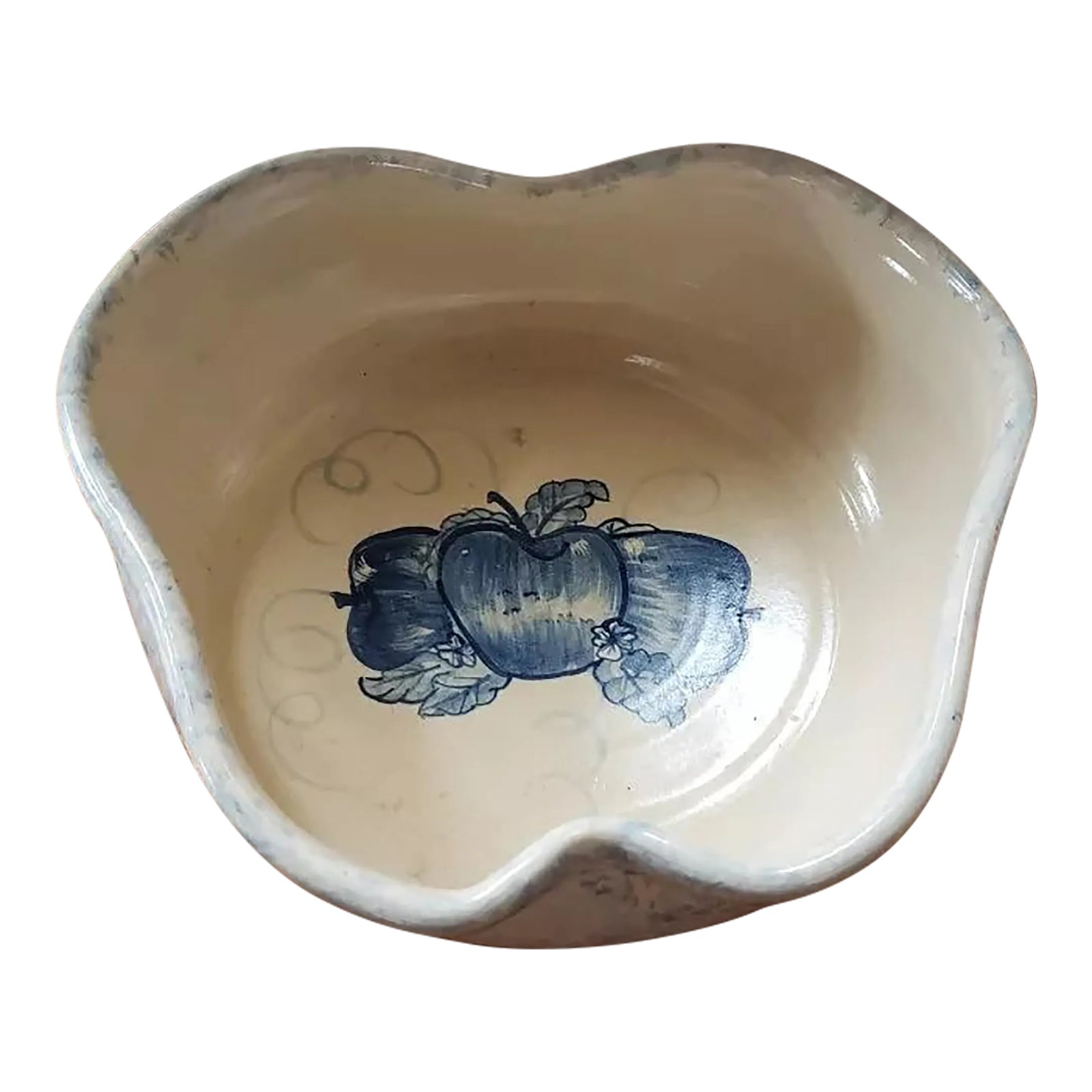Vintage E.P. Pottery Marshall, Texas Spongeware Apple Shaped Bowl ...