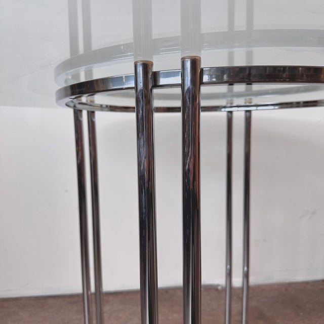 Milo Baughman Style Chrome and Glass Round Table | Chairish