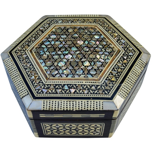 Diamond-Patterned Box W/ Pearl Inlay | Chairish