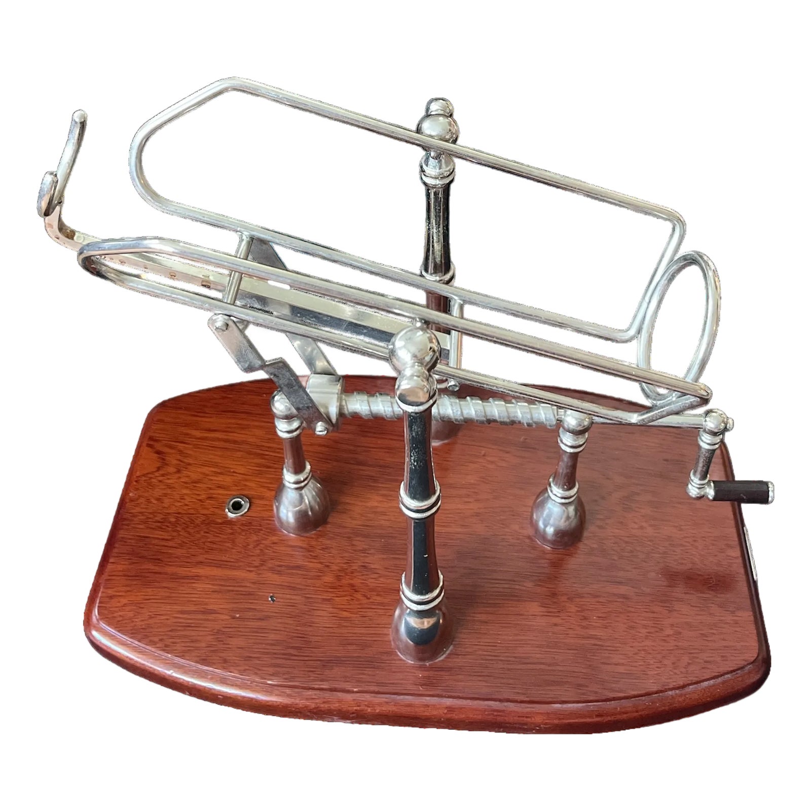 1990s Gattorna Argentina Mechanical Wine Pourer & Decanting Cradle – Nickel With Wood Base ...