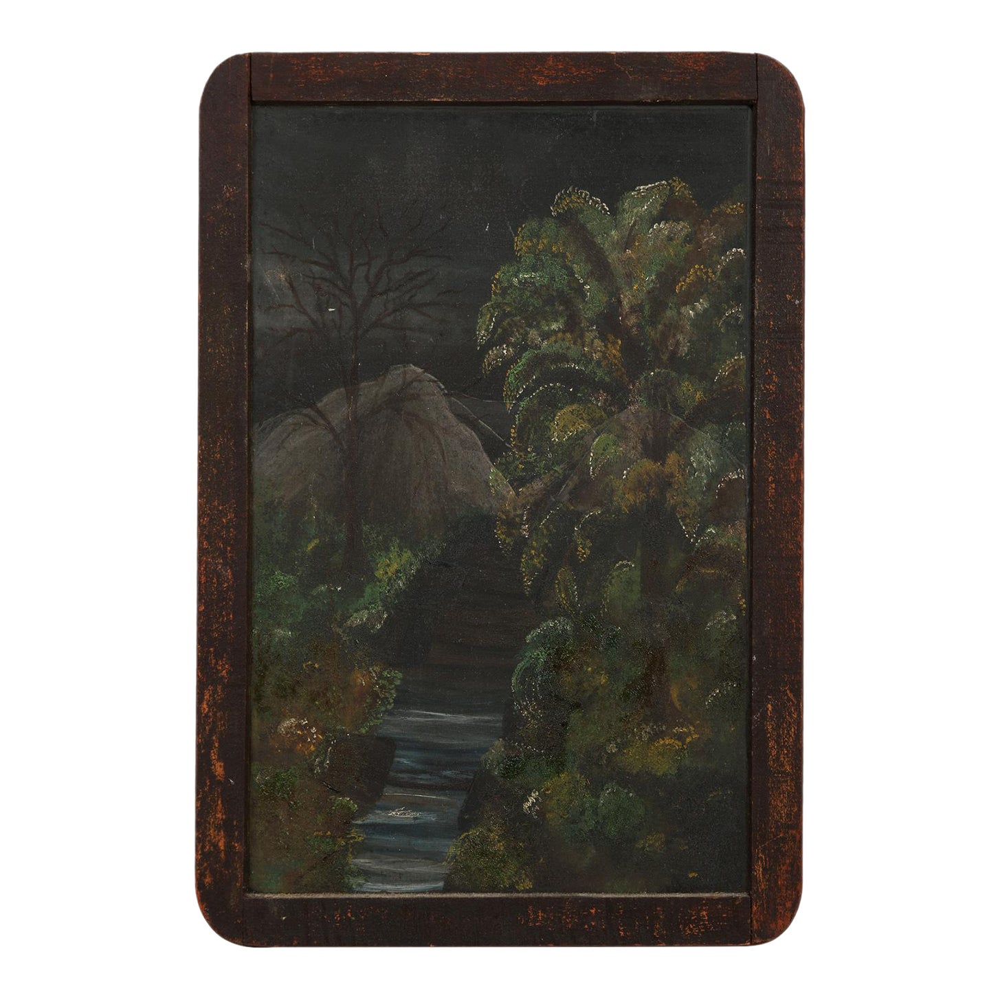 Early 20th Century Primitive American Folk Art Oil Painting | Chairish