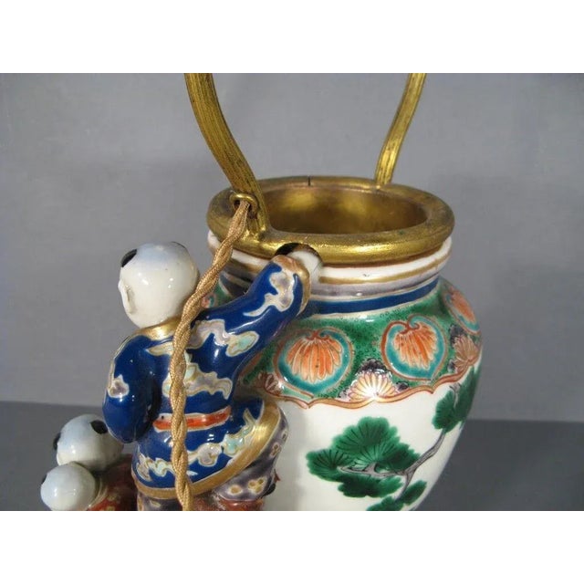 Antique Far Eastern Style Porcelain Vase Lamp With Child Motif | Chairish