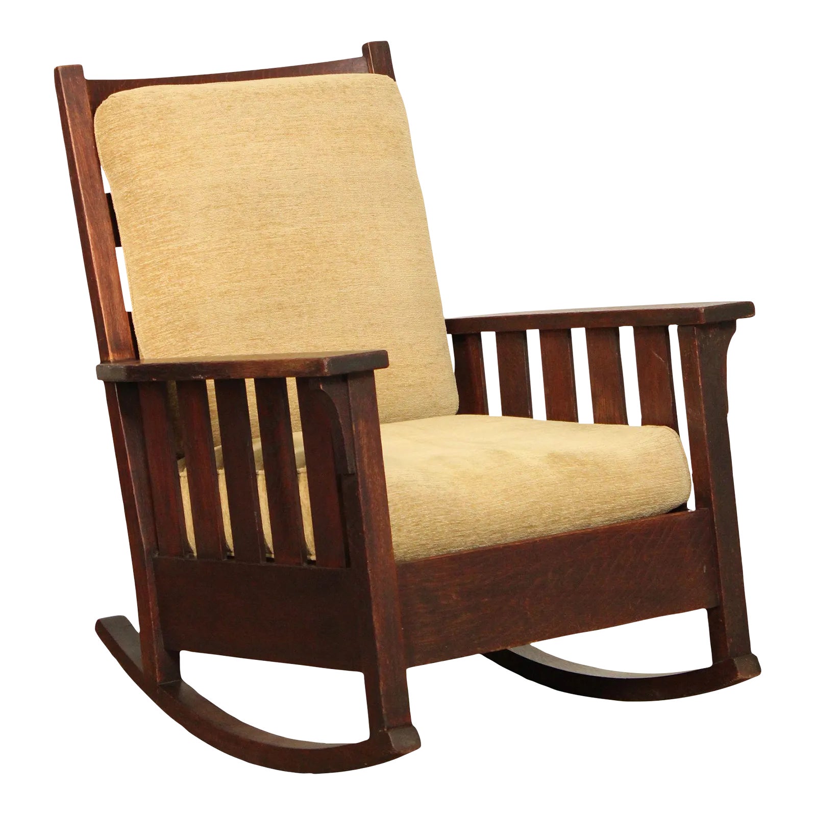 Gustav Stickley Antique Mission Oak Slatted Rocking Chair | Chairish