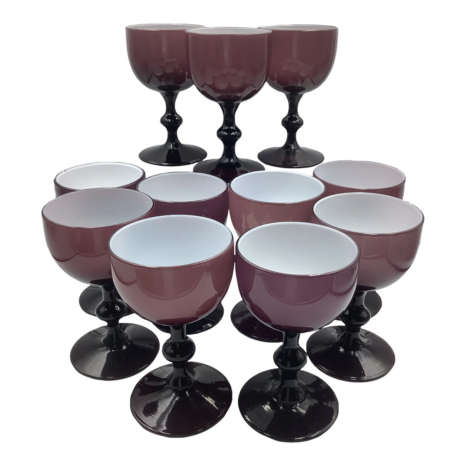 Vintage Carlo Moretti Italy Amethyst Purple White Cased Glass Cordial ...