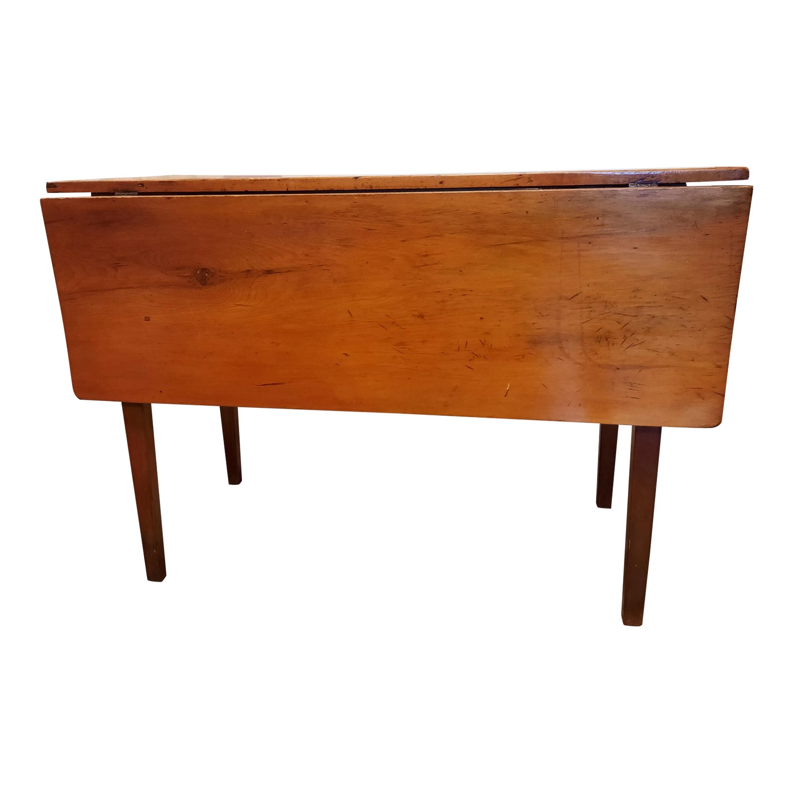 Antique American Pine Drop Leaf Table With Drawer | Chairish