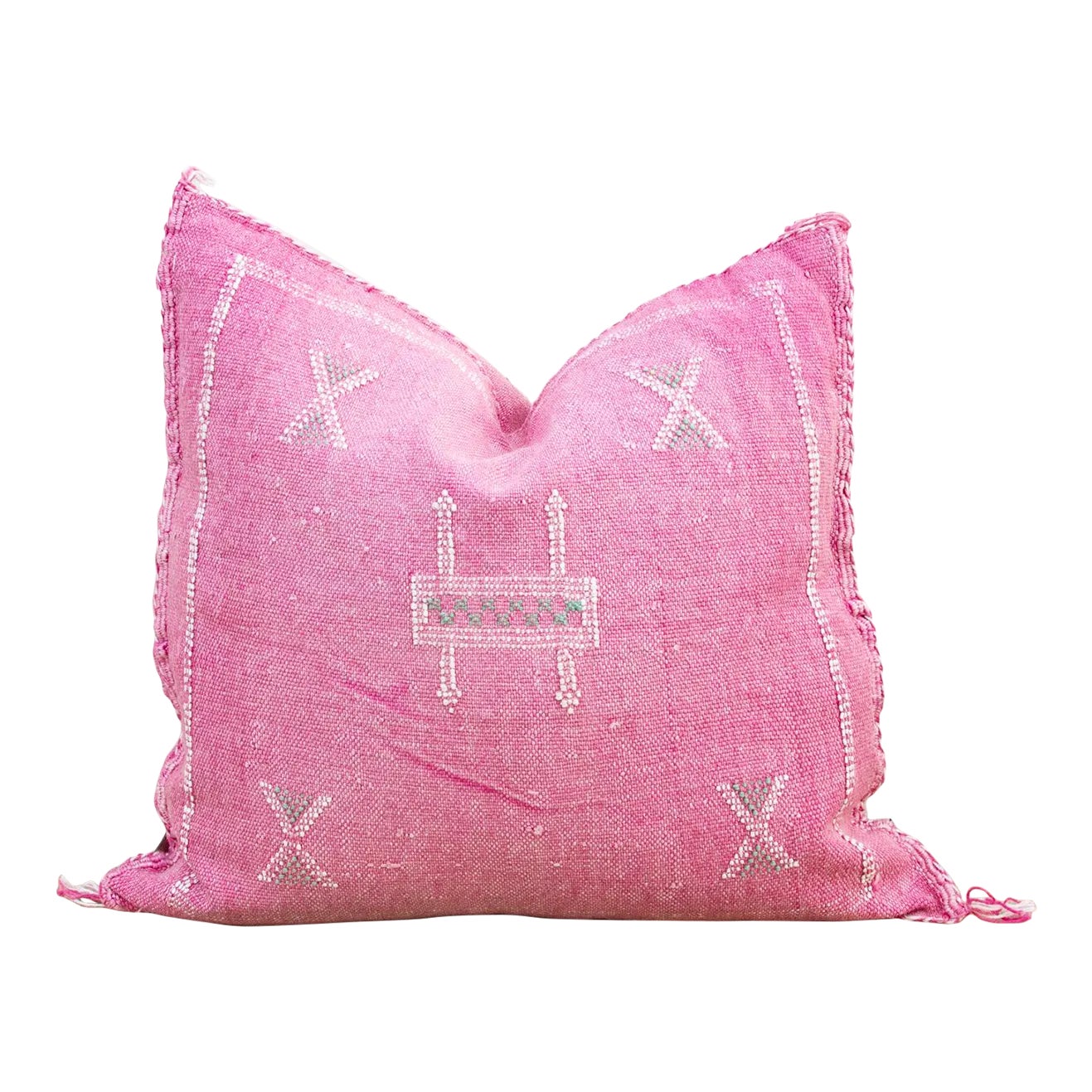 Cerise Moroccan Silk Rug Pillow | Chairish