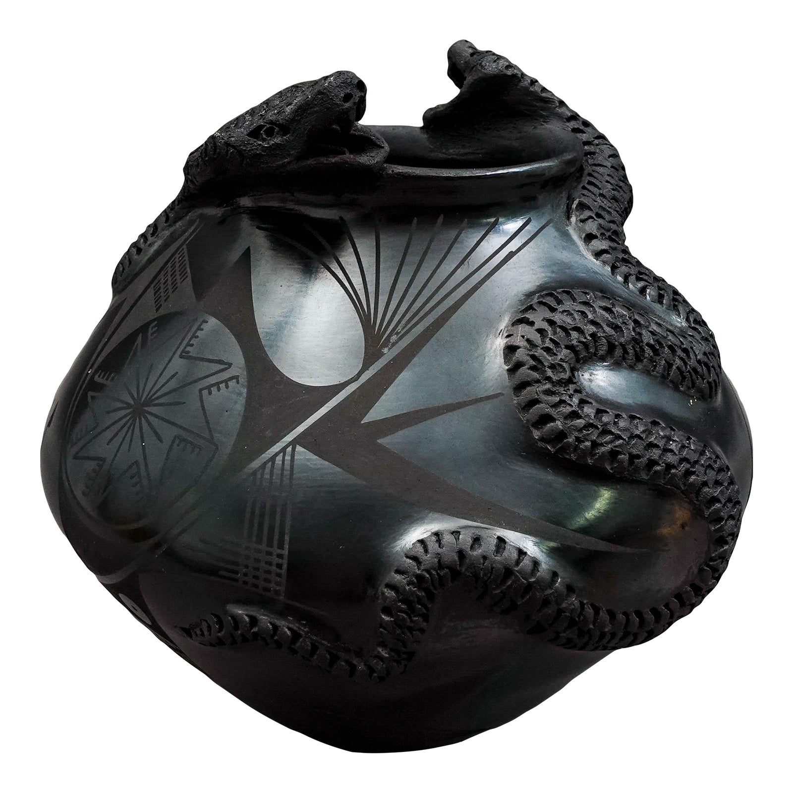 Mid 20th Century Rito Talavera Quezada Mata Ortiz Rattle Snake Casa Grandes Pottery Vase | Chairish