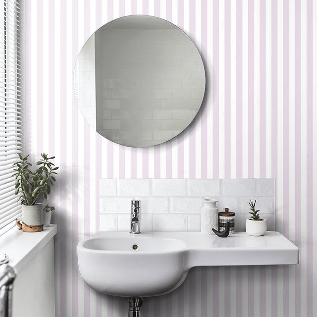 Regency Stripe Wallpaper - Purple - Sample | Chairish