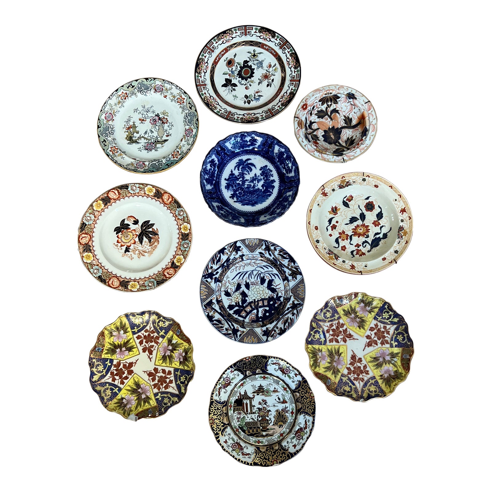 Antique English, Japanese & Chinese Imari Style Plate Collections- Set ...